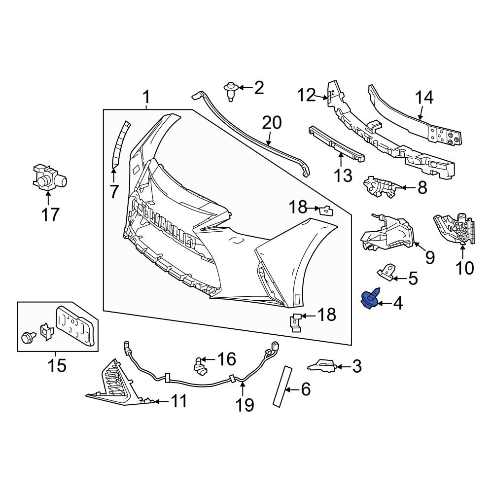 Lexus OE 9016750063 - Bumper Cover Support Rail Screw