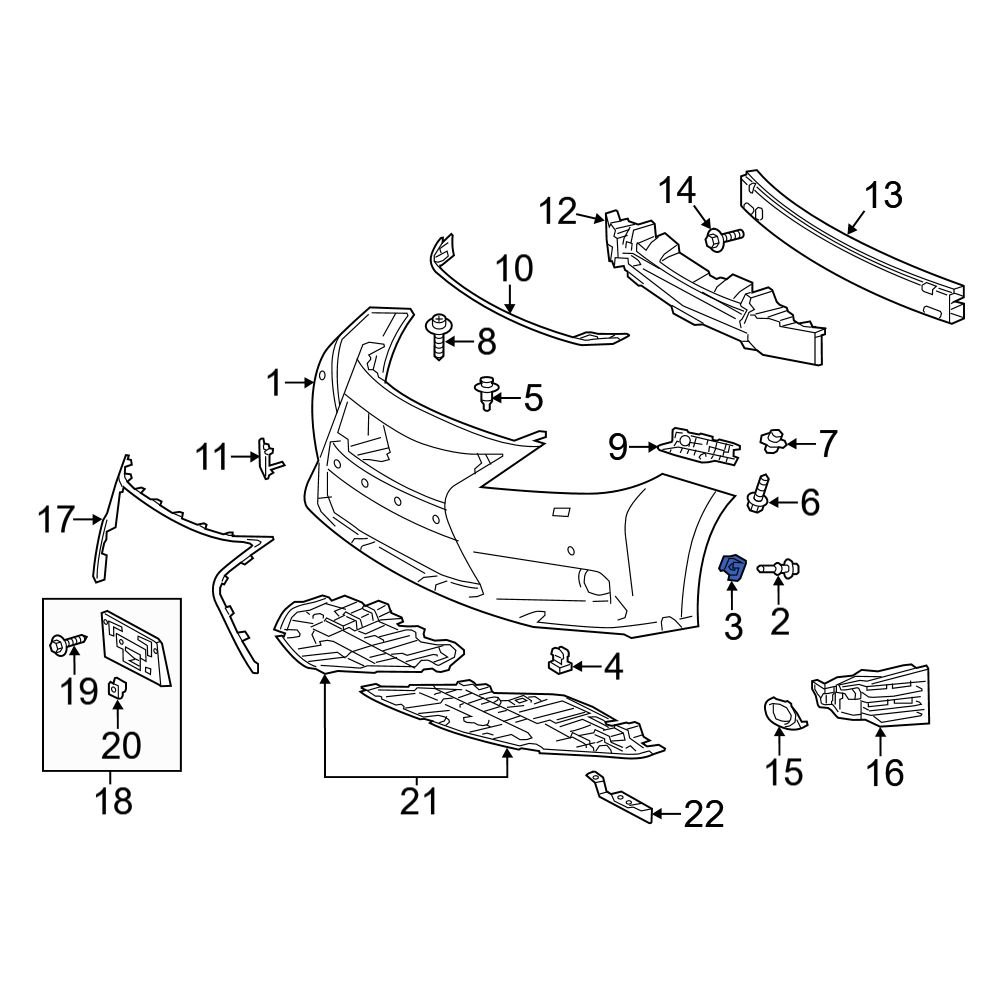 Lexus OE 5387906100 - Front Outer Bumper Cover Retainer