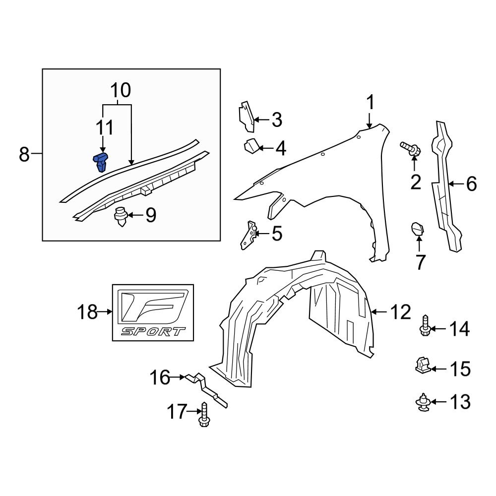 Lexus OE 5385747011 - Fender Insulator Clip