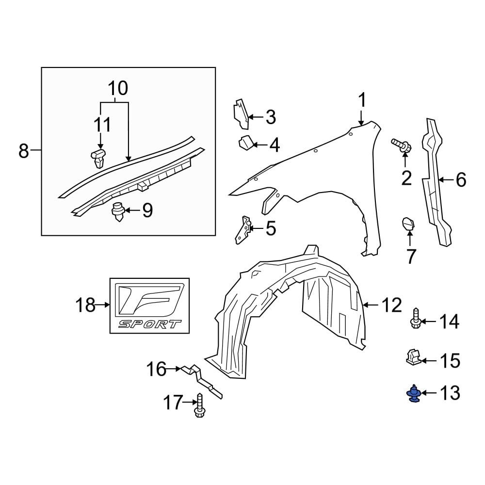 Lexus OE 9046707214 - Fender Liner Retainer