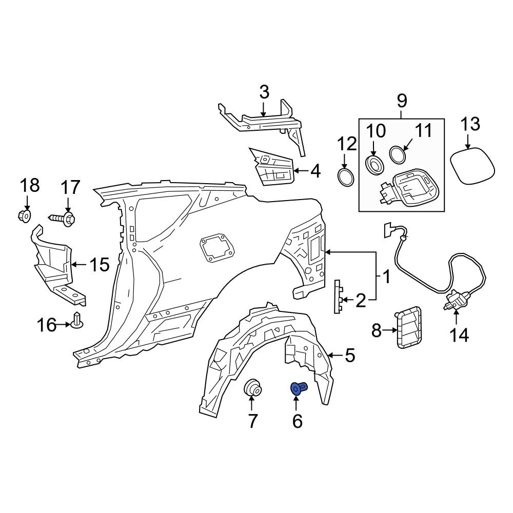 Lexus OE 9018906157 - Quarter Panel Splash Shield Grommet