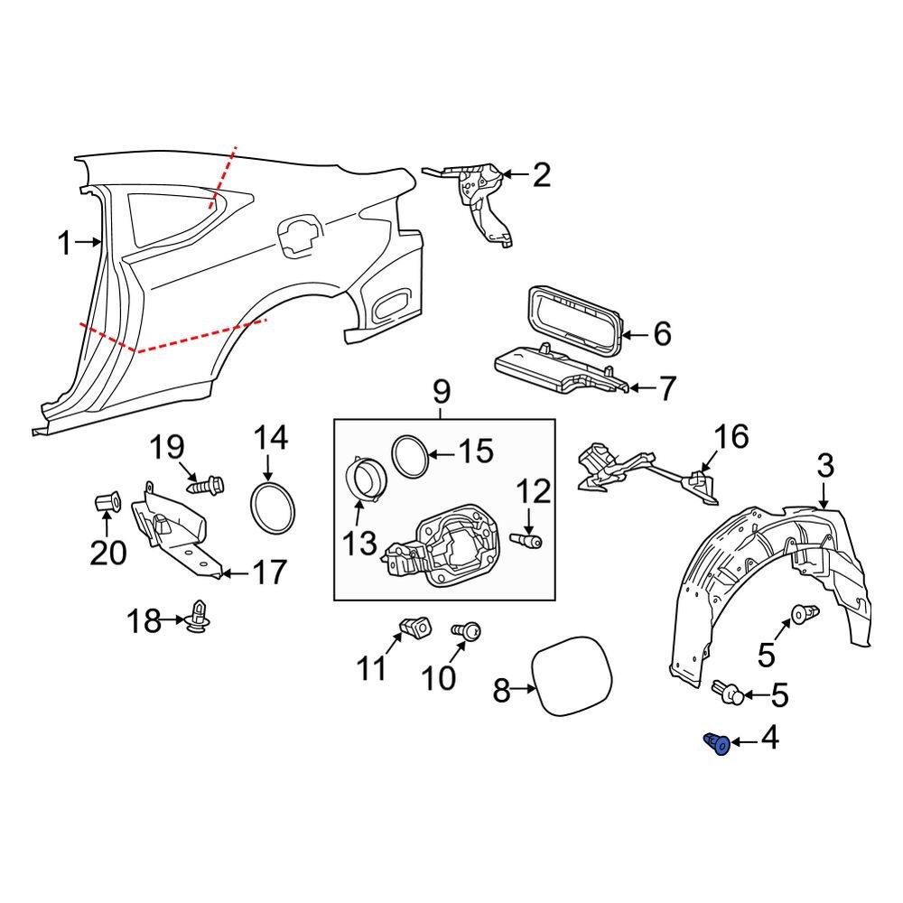 Lexus OE 9018906157 - Quarter Panel Splash Shield Grommet