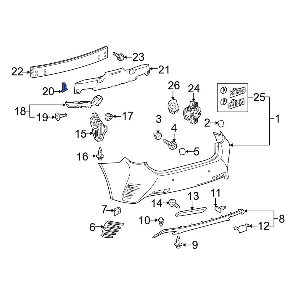 Lexus OE 5219753040 - Right Bumper Cover Support Rail Grommet