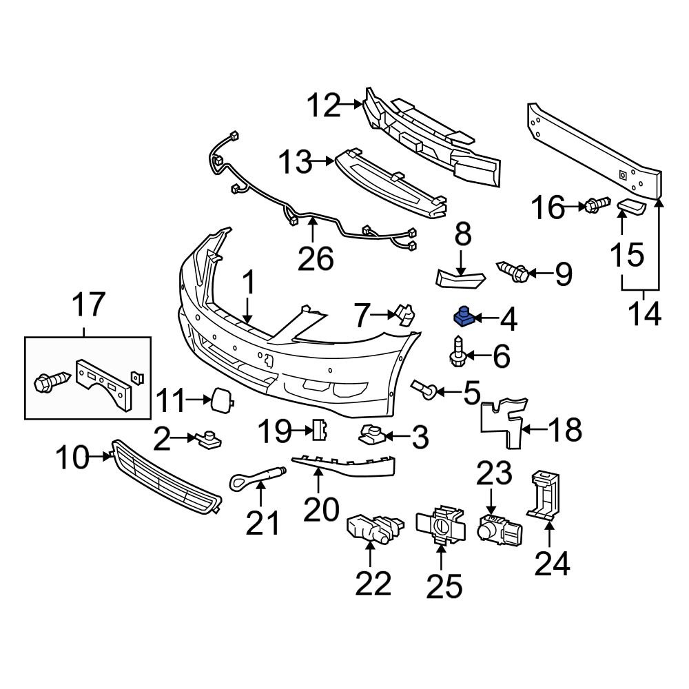 Lexus OE 5219730040 - Bumper Cover Support Rail Bracket
