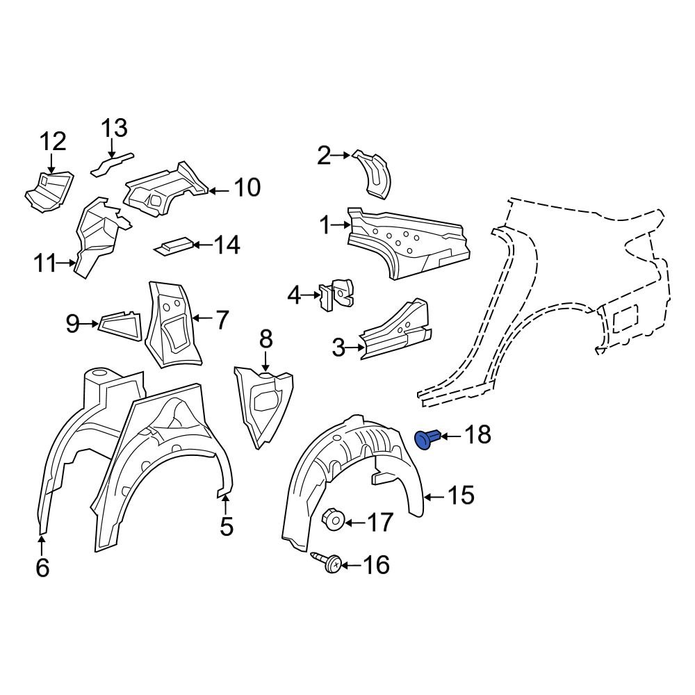 Lexus OE 9018906157 - Quarter Panel Splash Shield Grommet