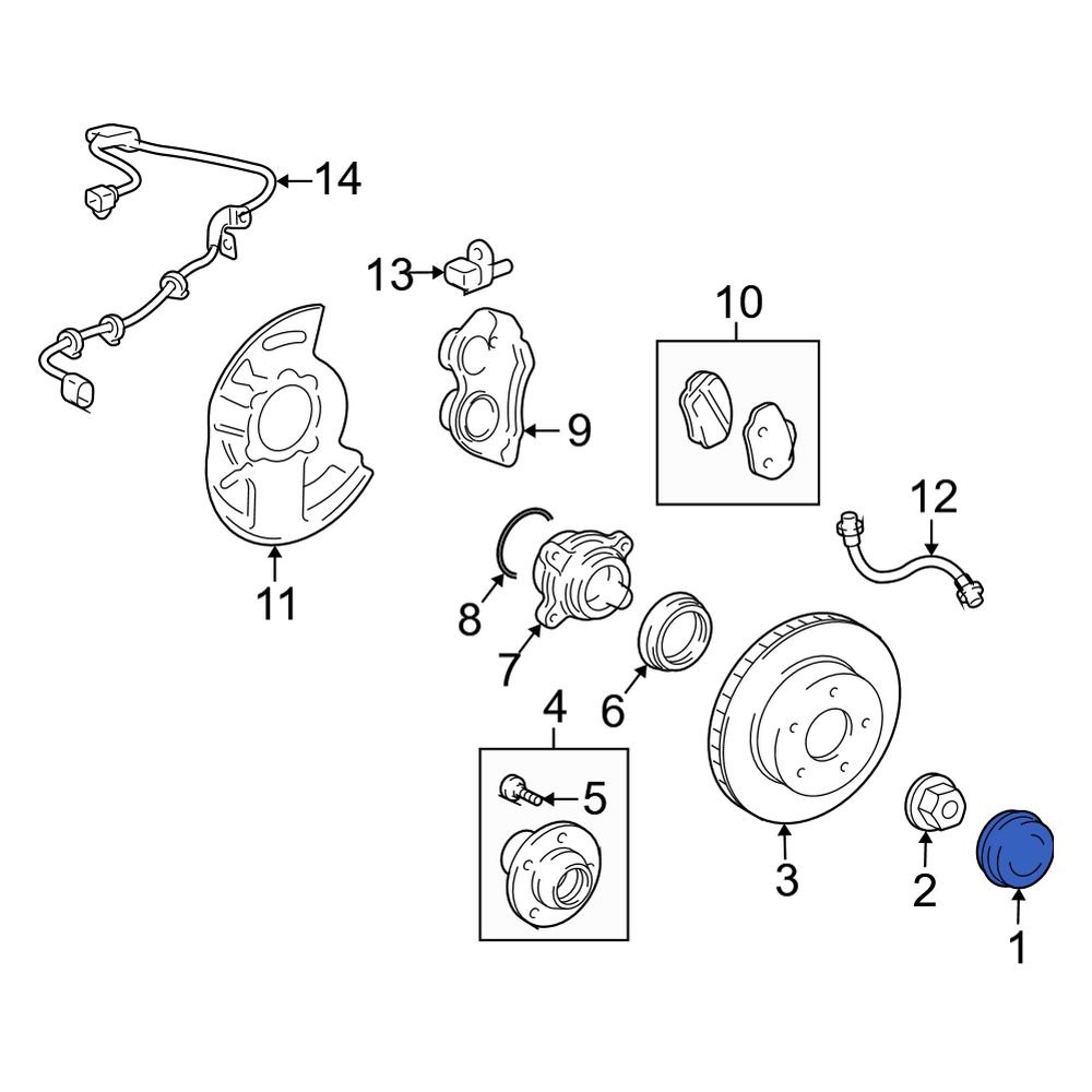 Lexus OE 4351428010 - Front Wheel Bearing Dust Cap