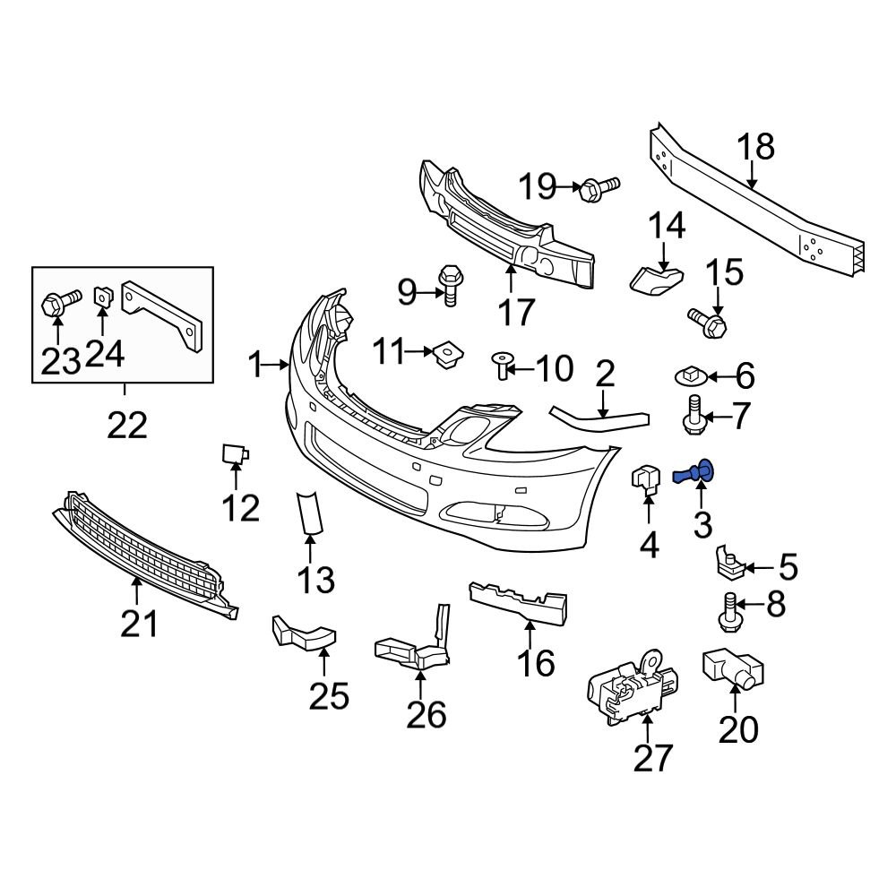 Lexus OE 4774906010 - Front Bumper Cover Retainer