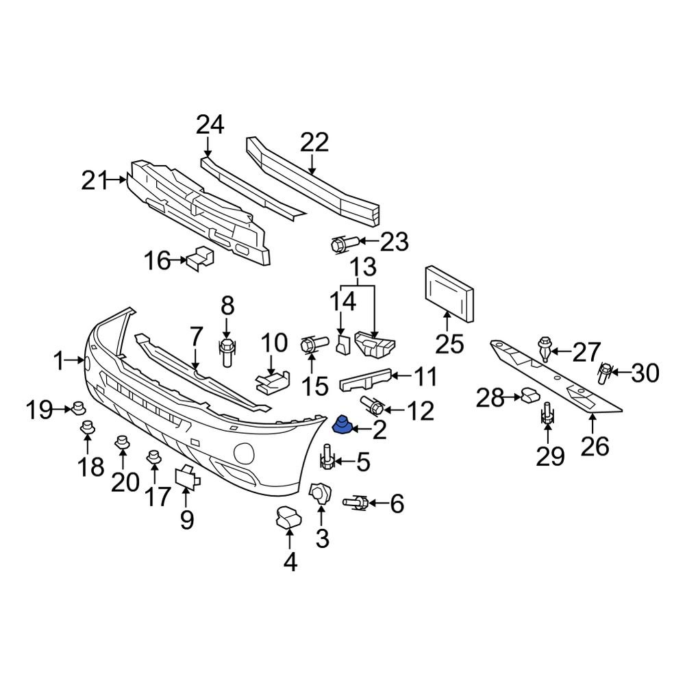Lexus OE 525350E010 - Front Bumper Cover Retainer