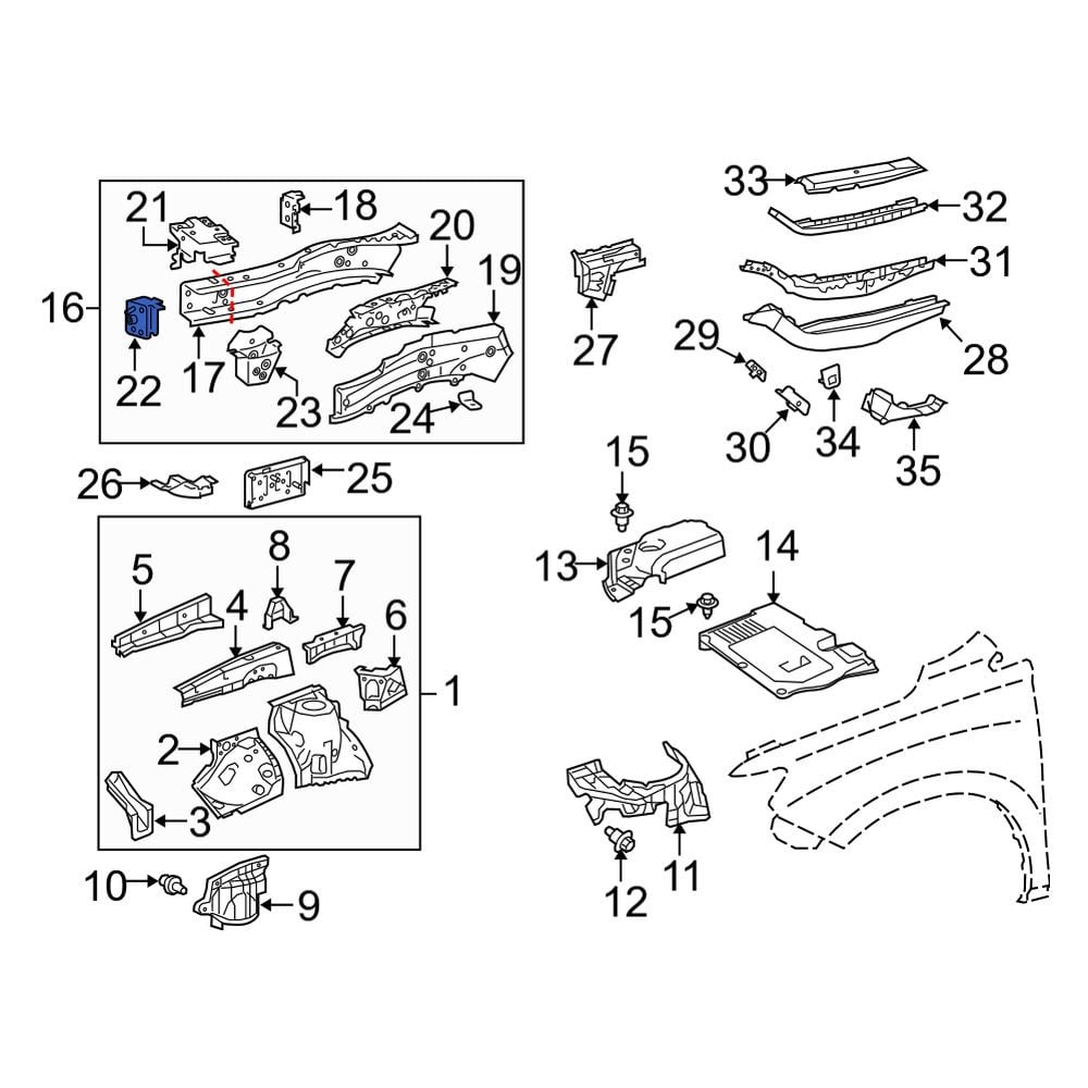 Lexus OE 570220E011 - Front Left Frame Rail End