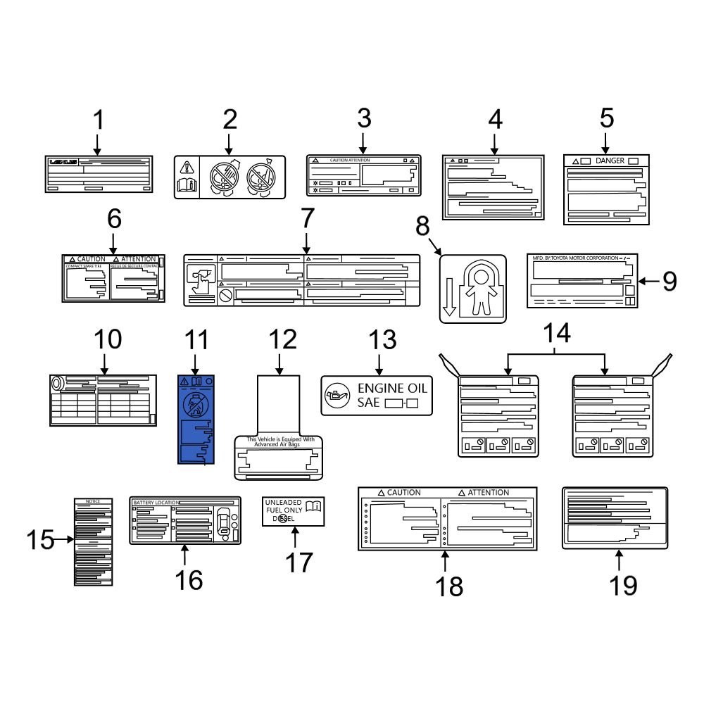 Lexus OE 7459678010 - Air Bag Information Label