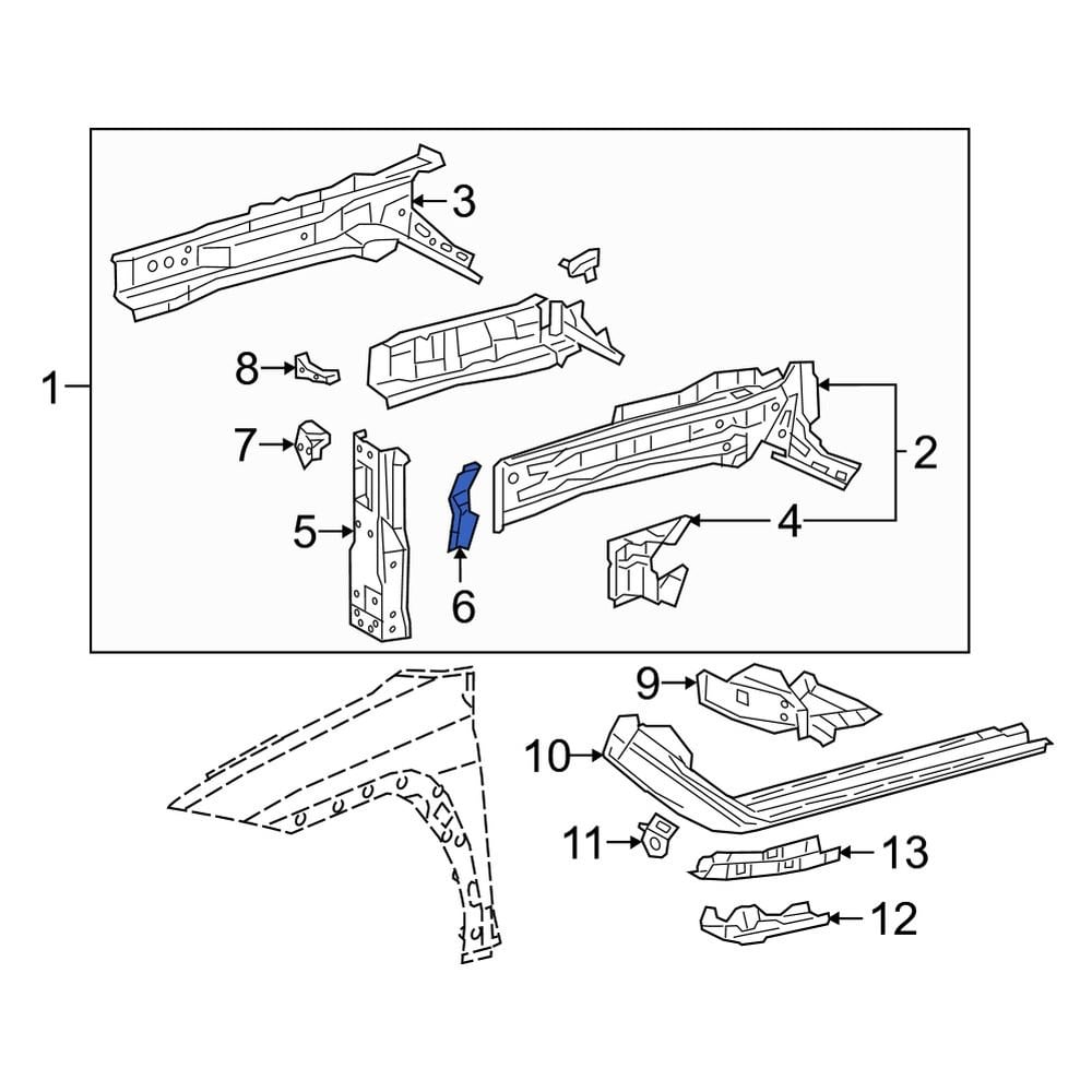 Lexus OE 5720402010 - Front Left Inner Fender Rail Bracket