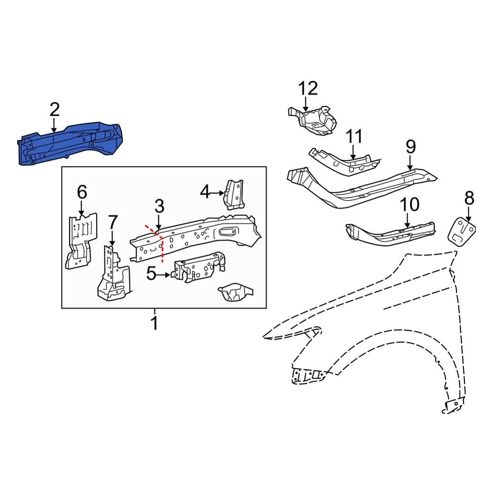 Lexus OE 5702612020 - Front Left Outer Frame Side Member