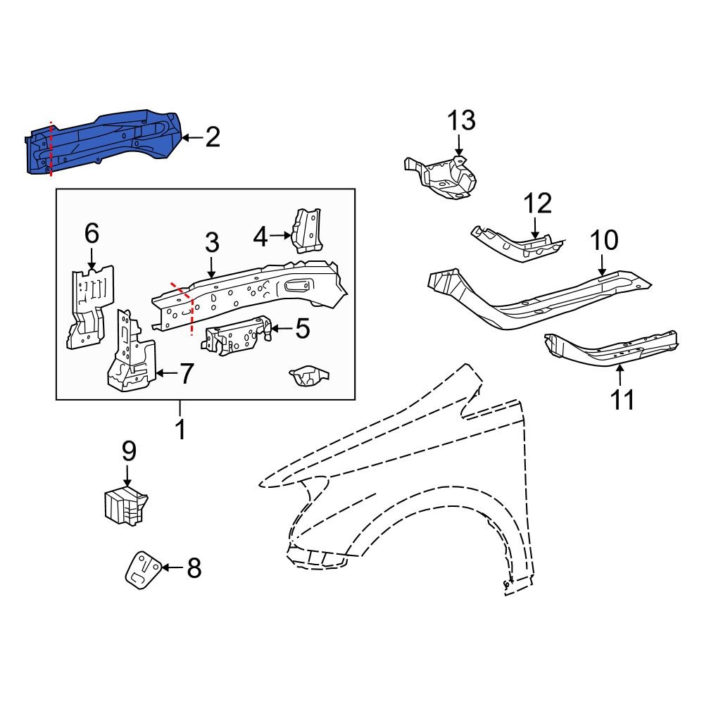 Lexus OE 5702612020 - Front Left Outer Frame Side Member