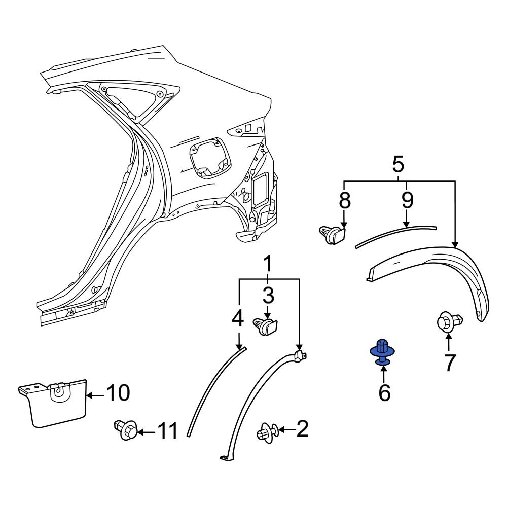 Lexus OE 7586768010 - Fender Protection Film Clip