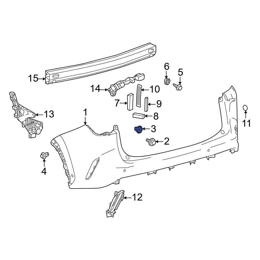 Lexus OE 7682860030 - Upper Bumper Cover Retainer