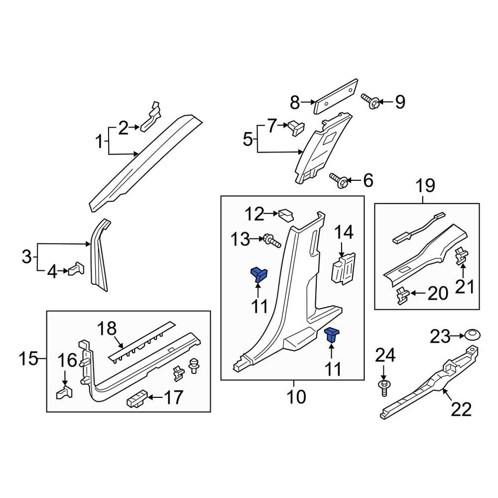 Lincoln OE W710338S424 - Lower Quarter Panel Trim Panel Clip