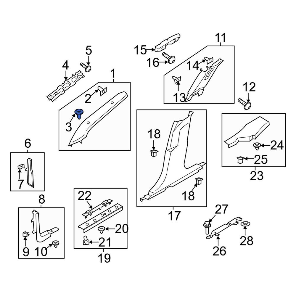 Lincoln OE W710338S424 - Center Liftgate Trim Panel Clip
