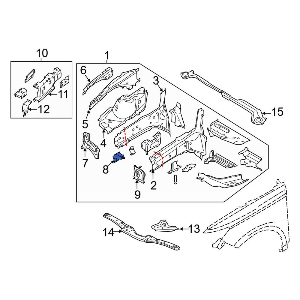 Lincoln OE 8V6Z5810133A - Front Left Outer Fender Apron Reinforcement