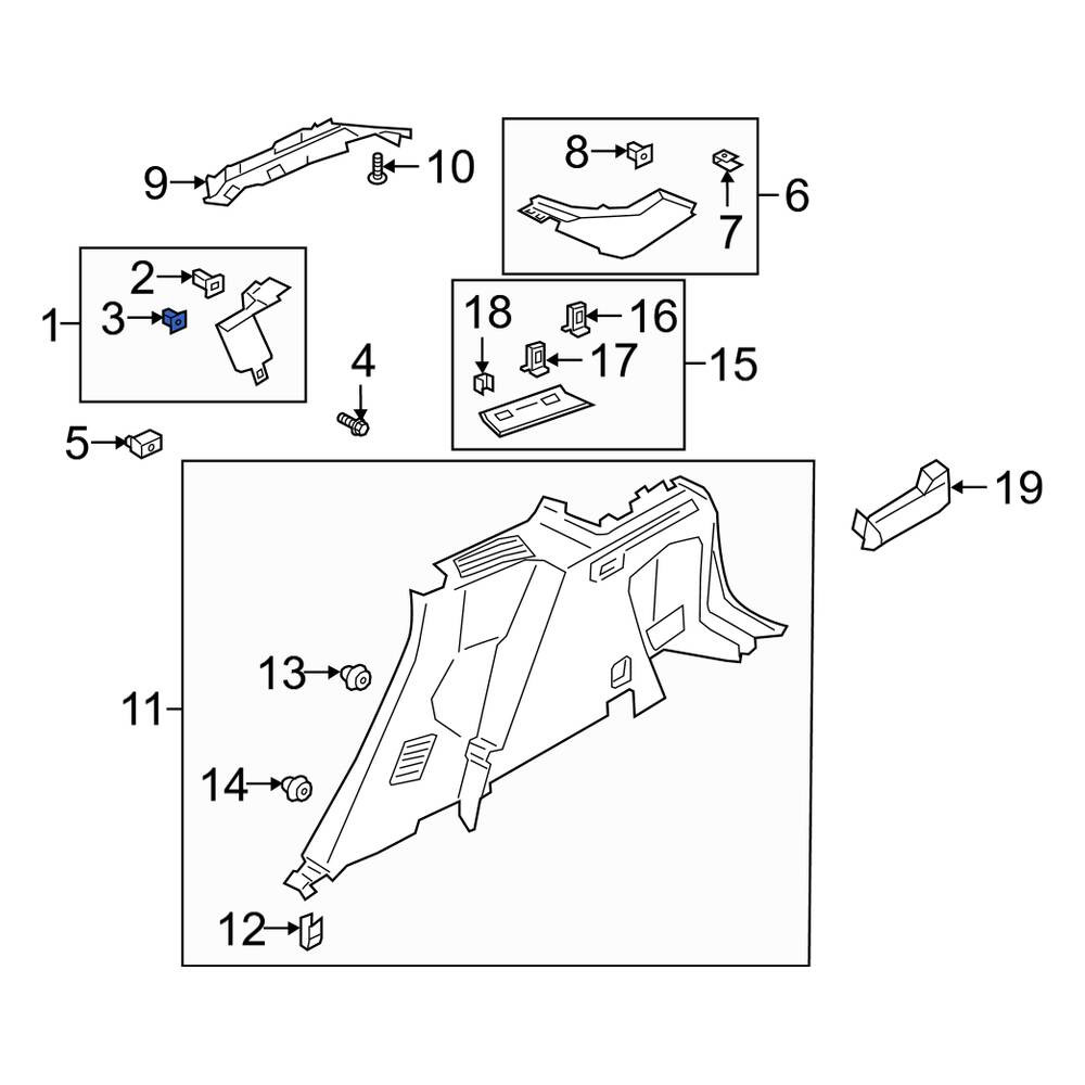 Lincoln OE W714113S439 - Left Body D-Pillar Trim Panel Clip