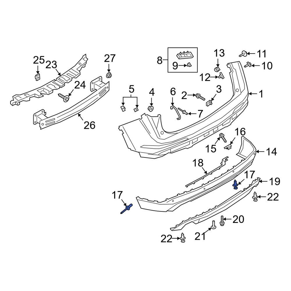 Lincoln OE W704342S300 - Bumper Cover Rivet