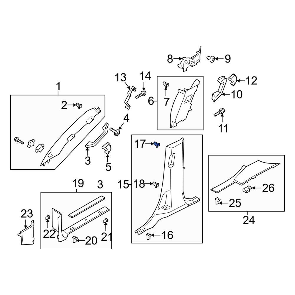 Lincoln OE W710338S451 - Body B-Pillar Trim Panel Clip