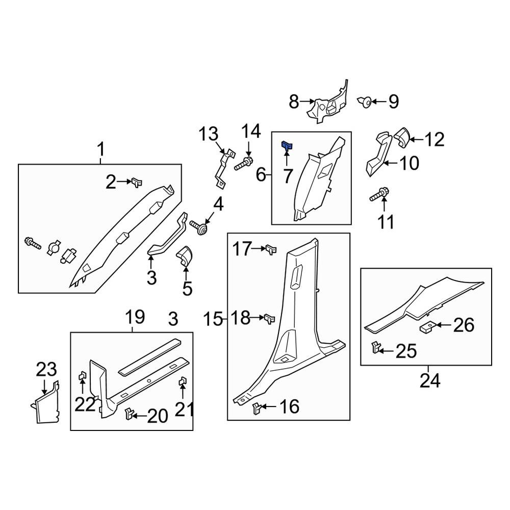Lincoln OE W714113S439 - Left Body D-Pillar Trim Panel Clip