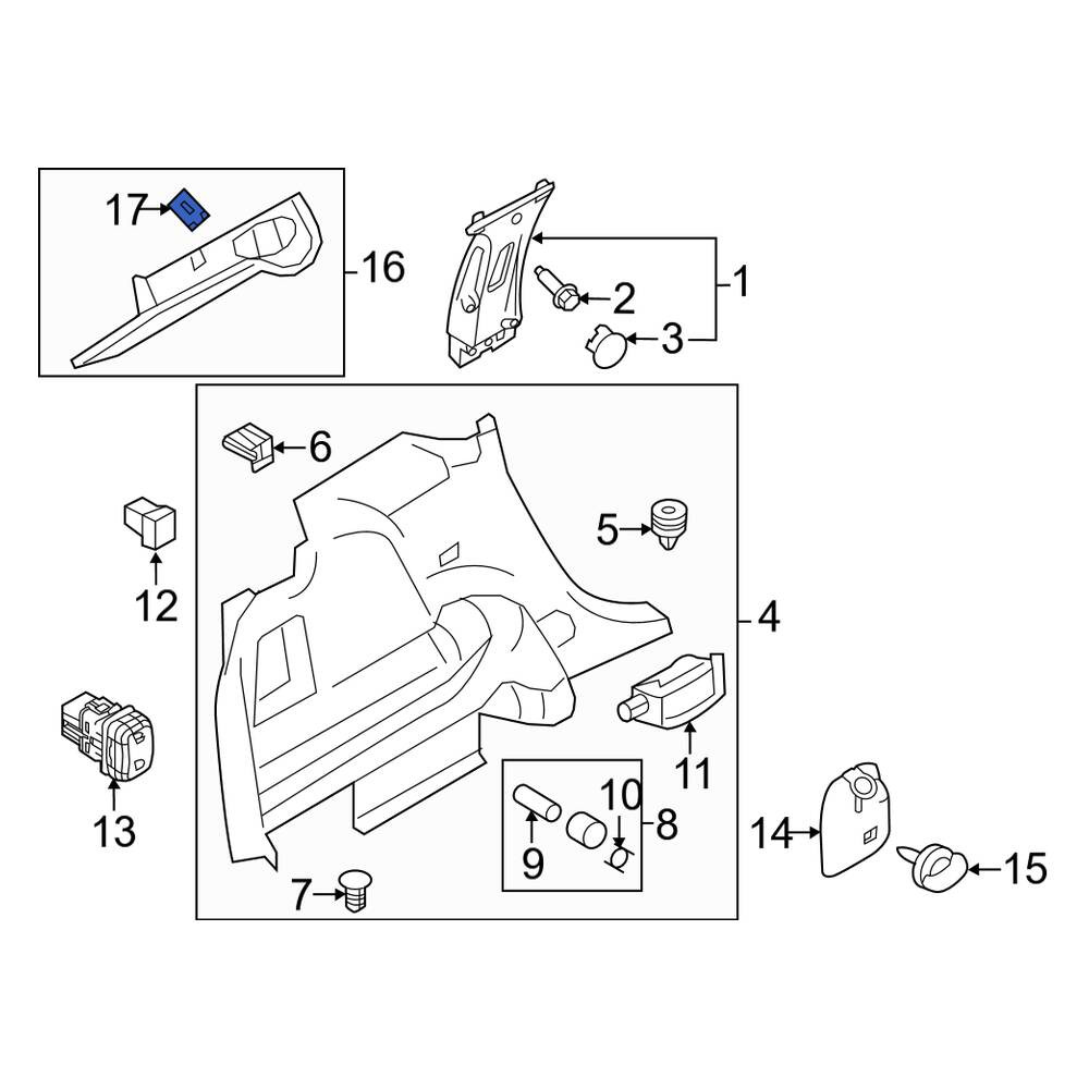 Lincoln OE W710338S403 - Left Body D-Pillar Trim Panel Clip
