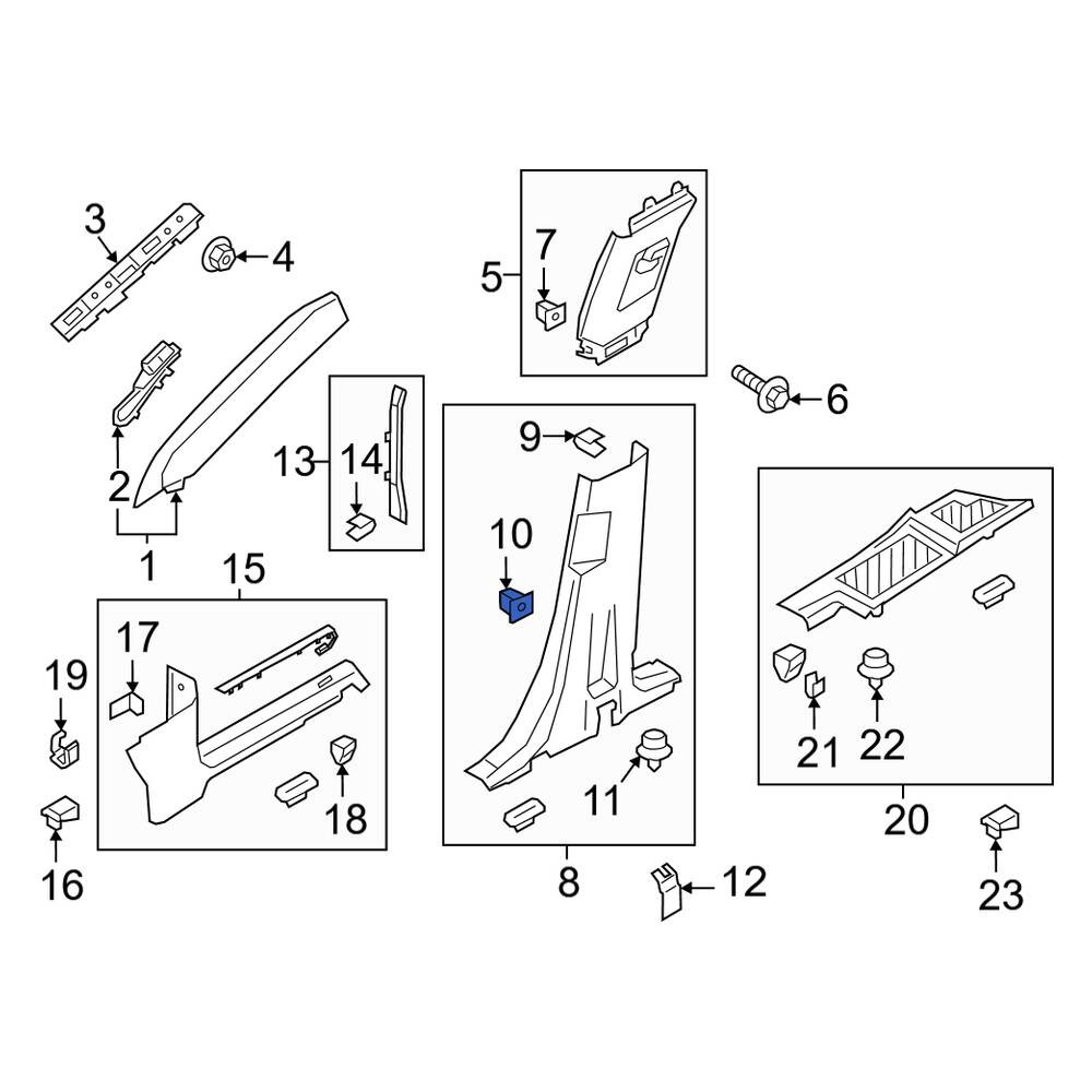 Lincoln OE W710338S451 - Body B-Pillar Trim Panel Clip
