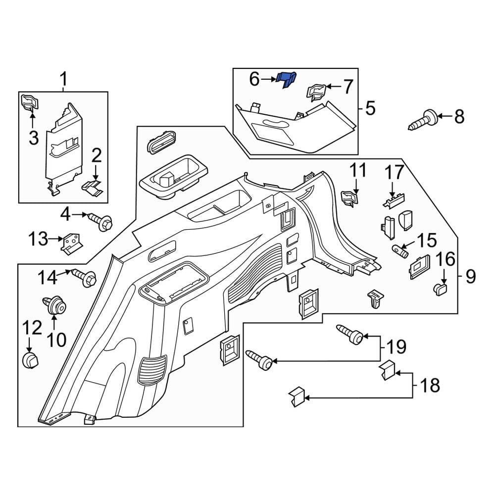 Lincoln OE W710338S403 - Left Body D-Pillar Trim Panel Clip