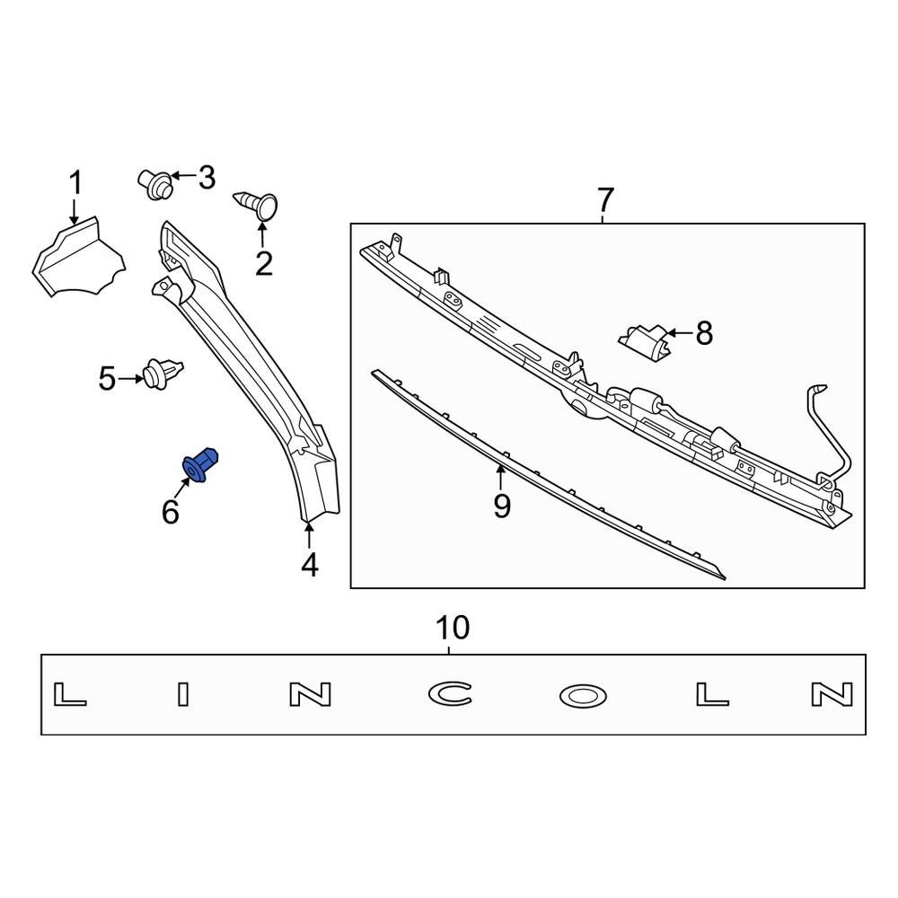 Lincoln OE W714326S300 - Liftgate Finish Panel Grommet