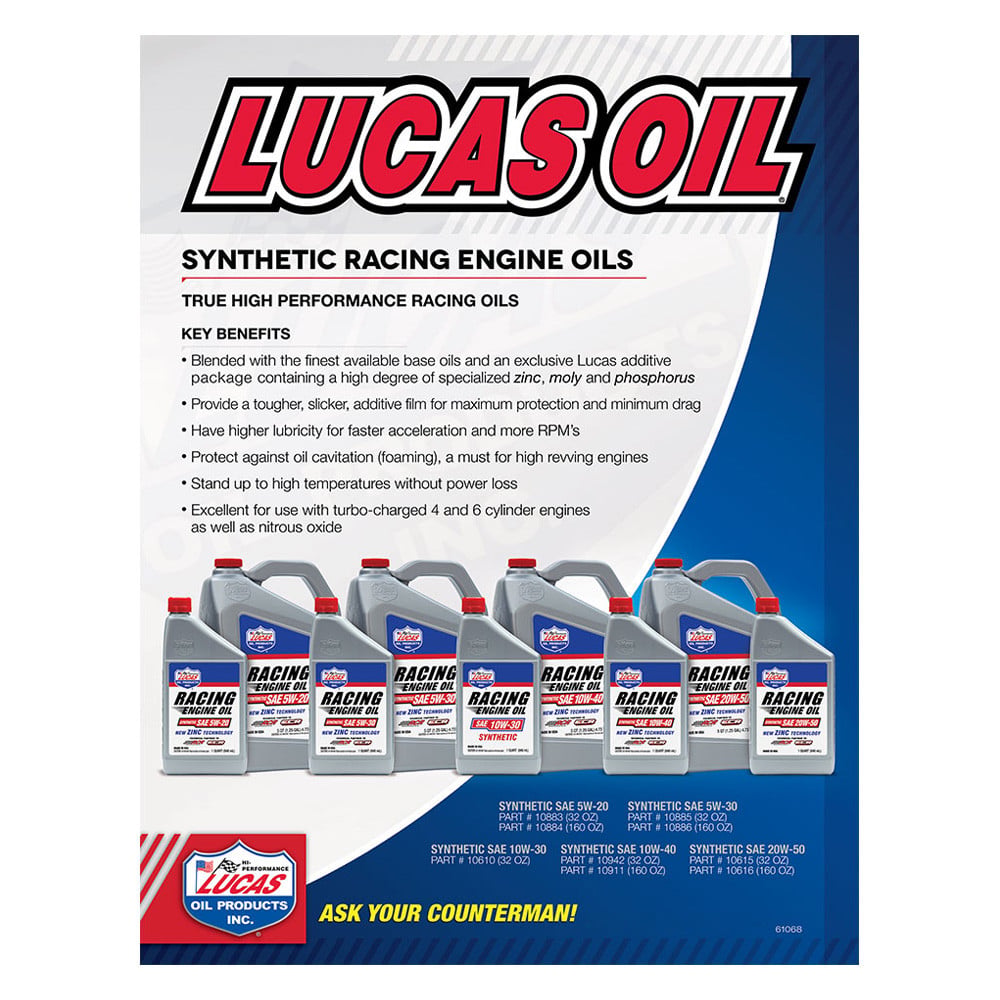 Lucas Oil® 10620 - SAE 20W-50 Conventional Racing Motor Oil, 1 Quart