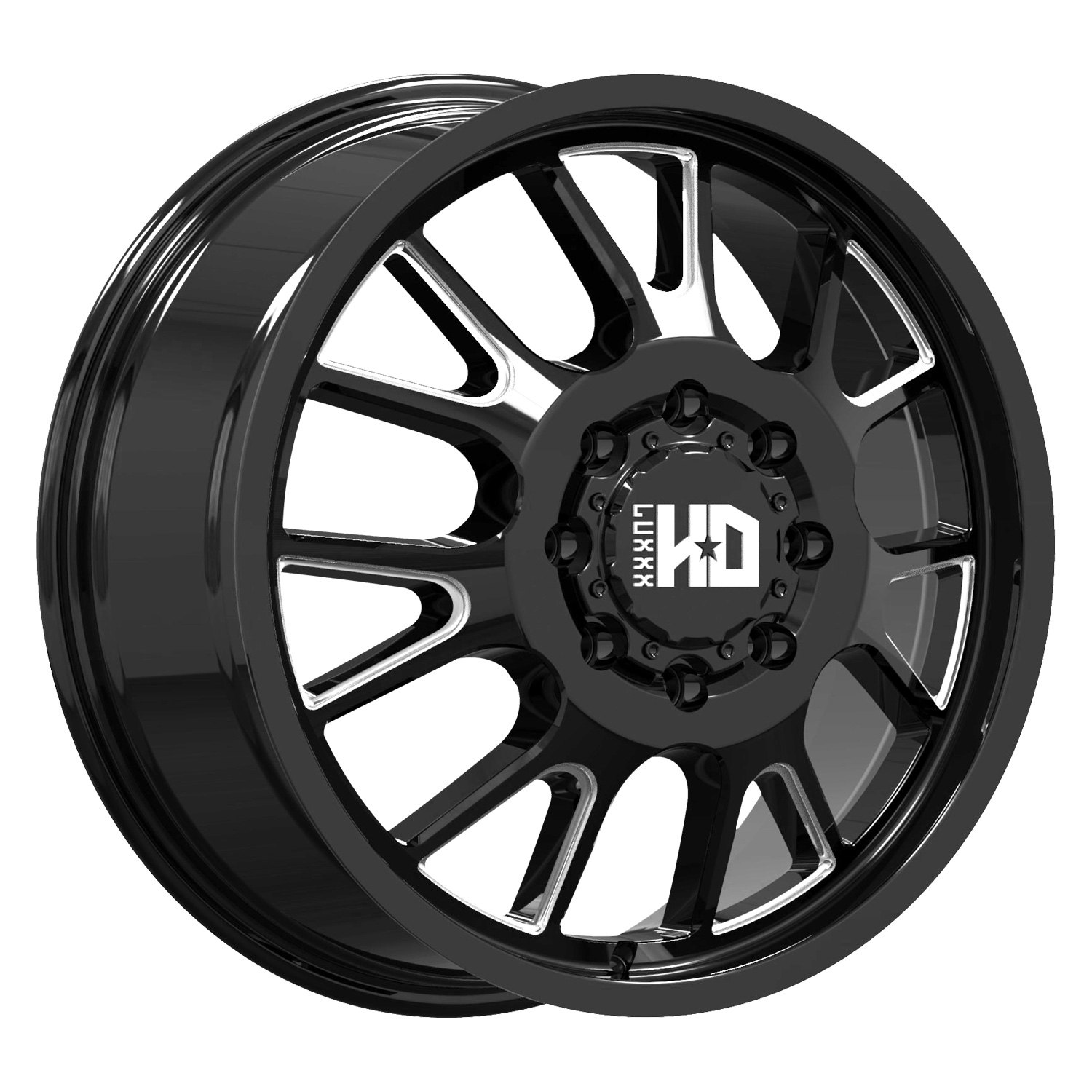 LUXXX HD® LHD-37 DUALLY Wheels - Gloss Black with Milled Accents Rims
