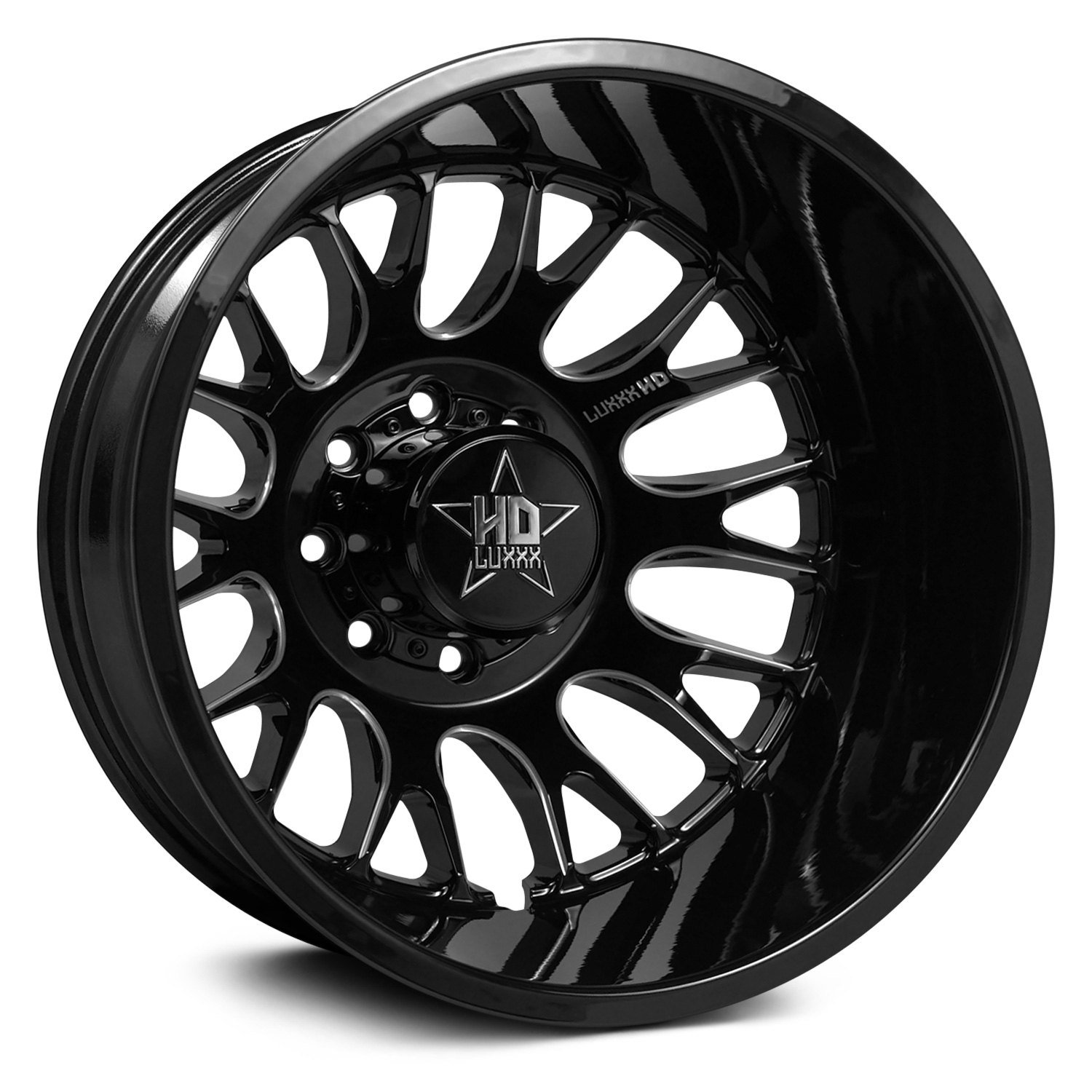 LUXXX HD® LHD-34 DUALLY Wheels - Gloss Black with Milled Accents Rims