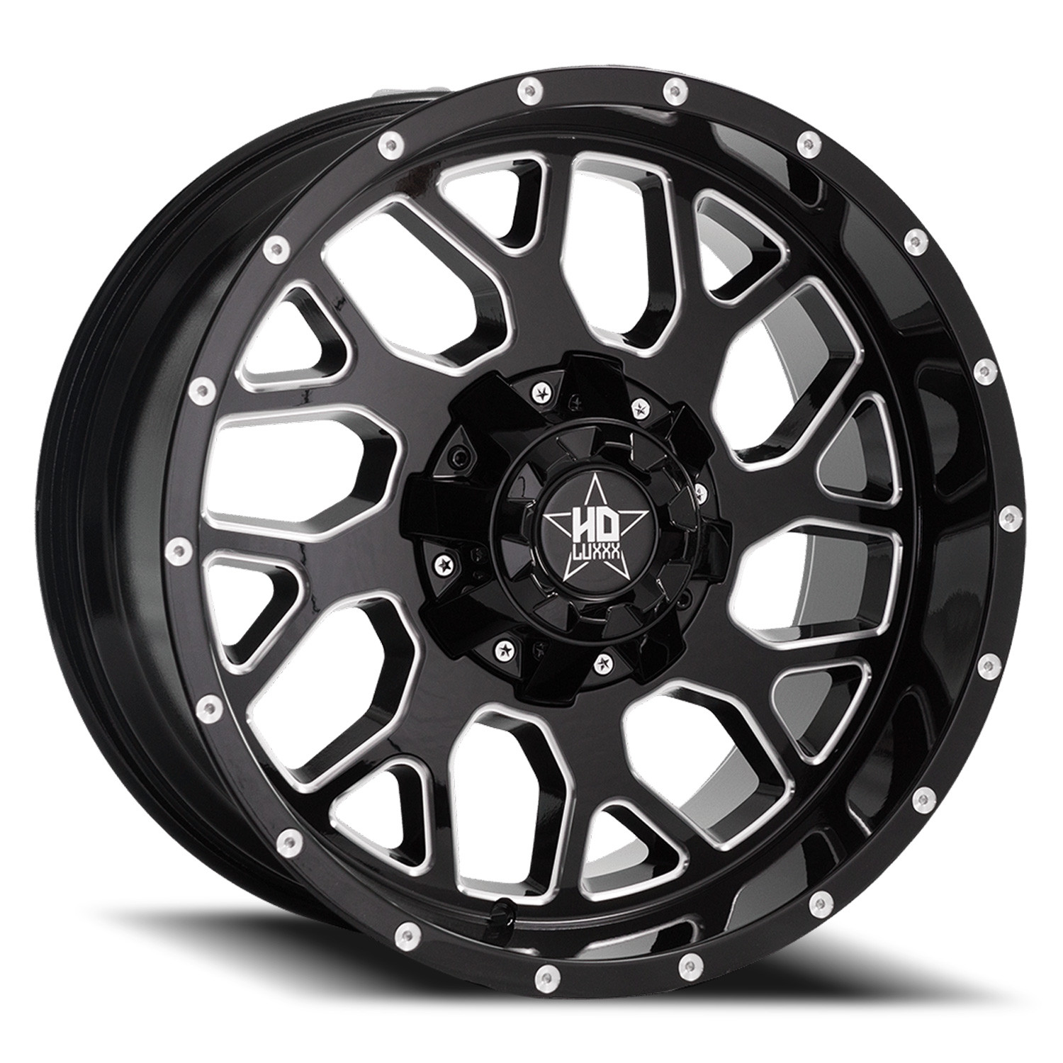 LUXXX HD® LHD-8 Wheels - Gloss Black with Milled Accents Rims ...