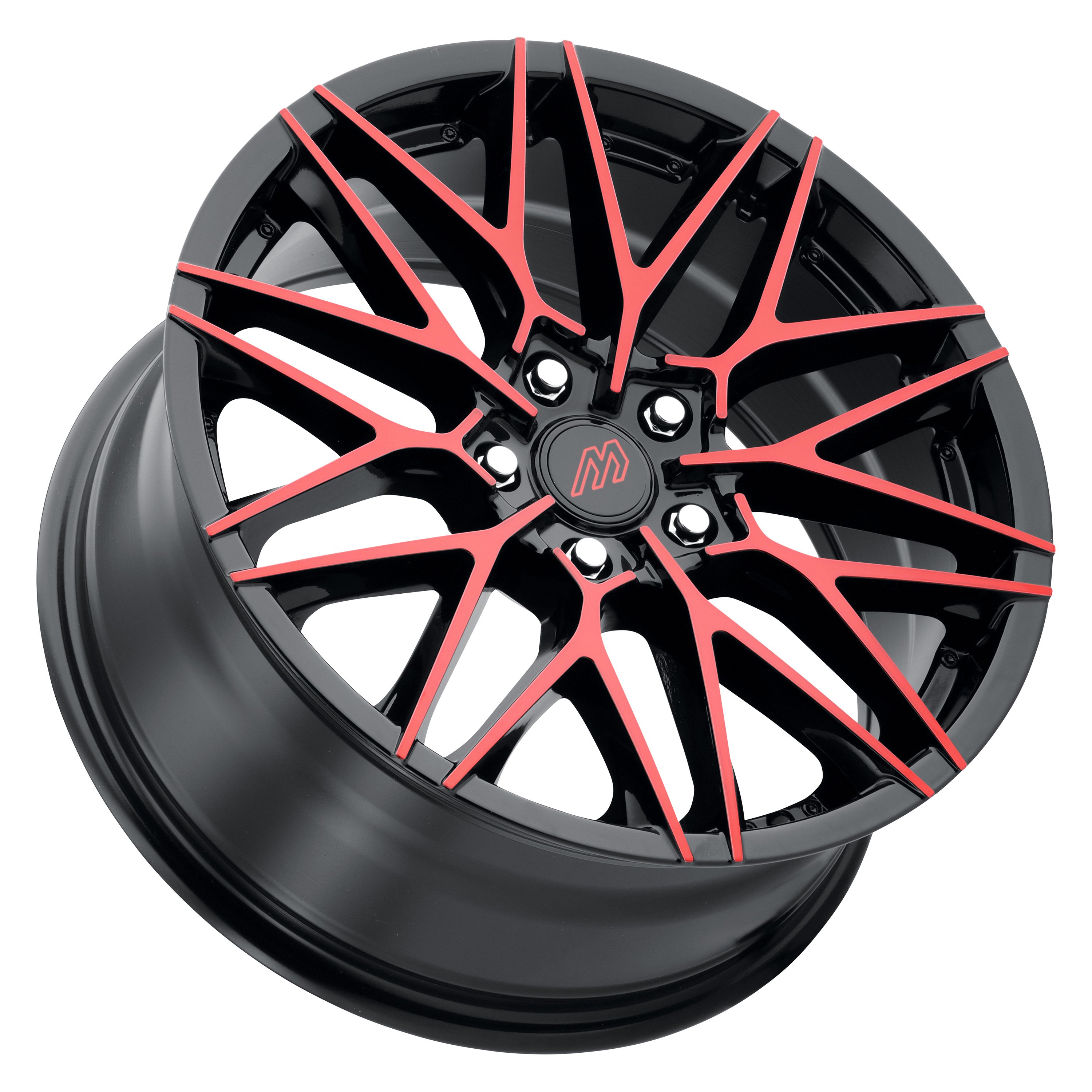 MACH PERFORMANCE® MP40 Wheels - Gloss Black with Red Machined Face Rims
