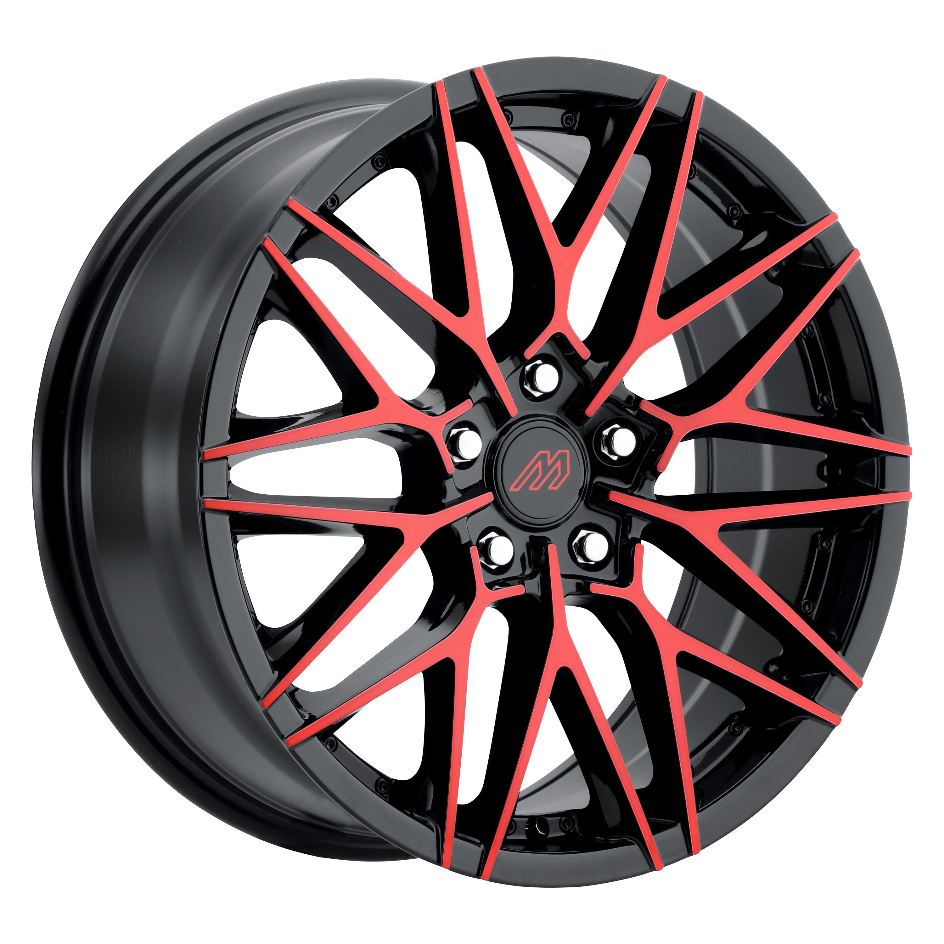 MACH PERFORMANCE® MP40 Wheels - Gloss Black with Red Machined Face Rims