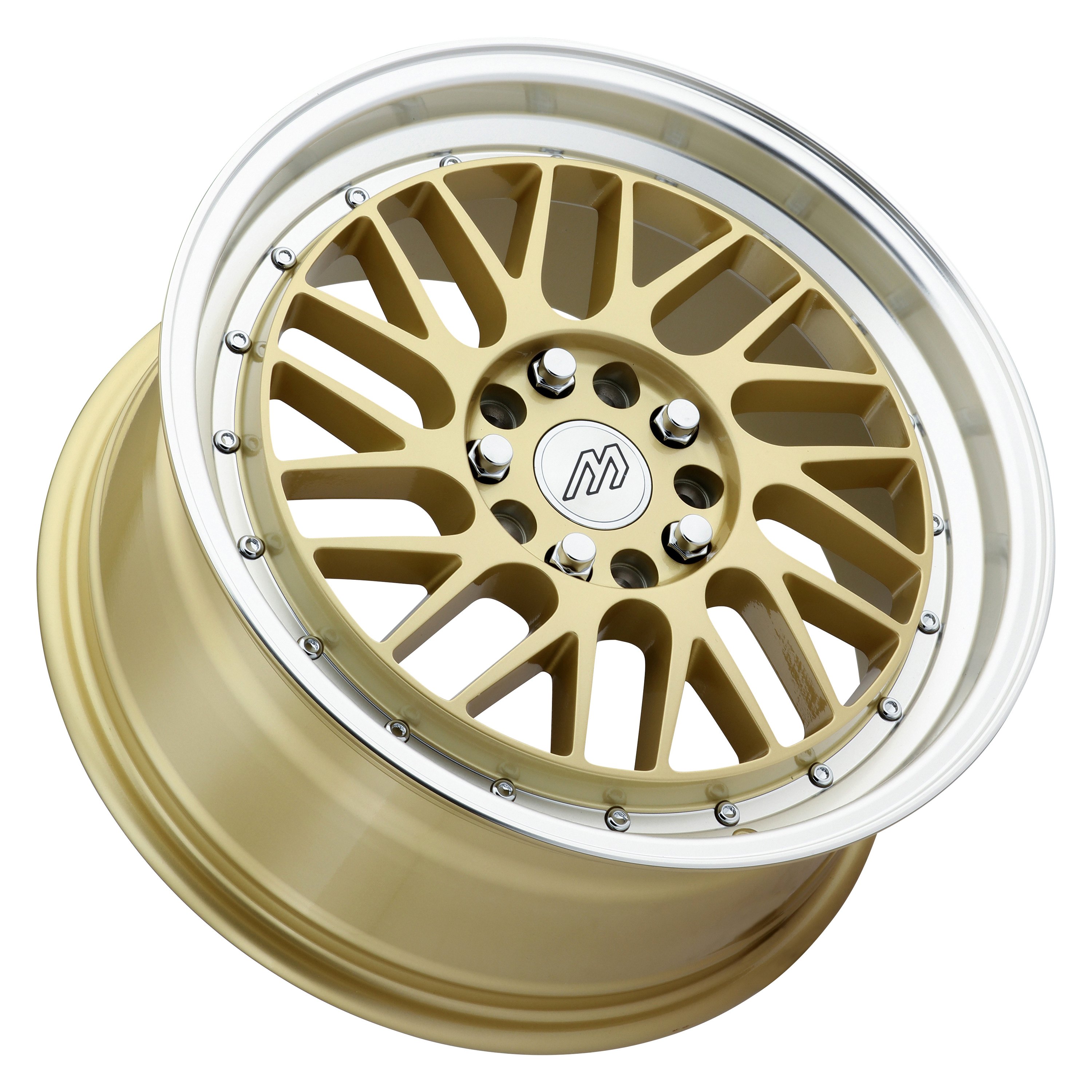 MACH PERFORMANCE® MP42 Wheels - Gloss Gold with Machined Lip and Chrome ...