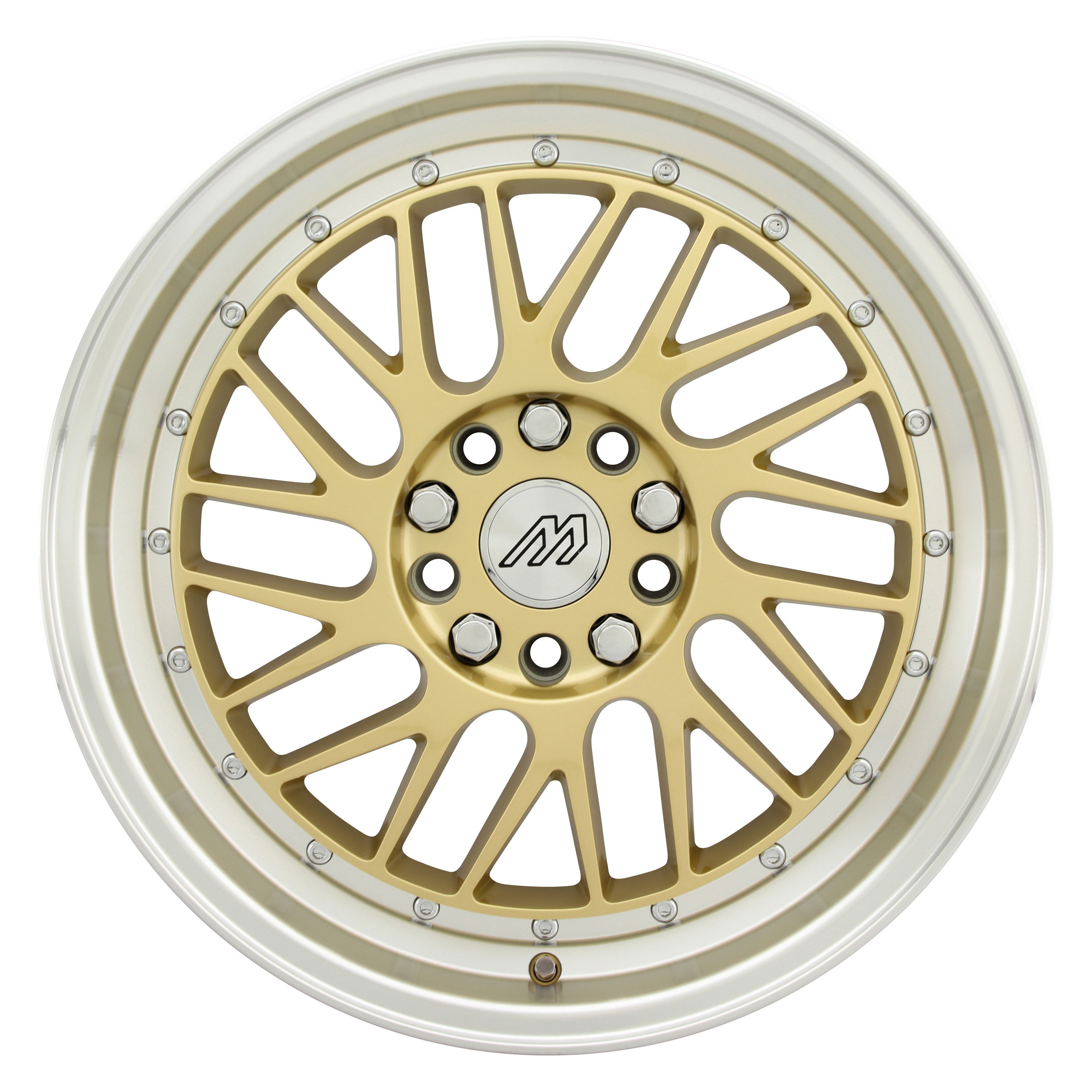 MACH PERFORMANCE® MP42 Wheels - Gloss Gold with Machined Lip and Chrome ...