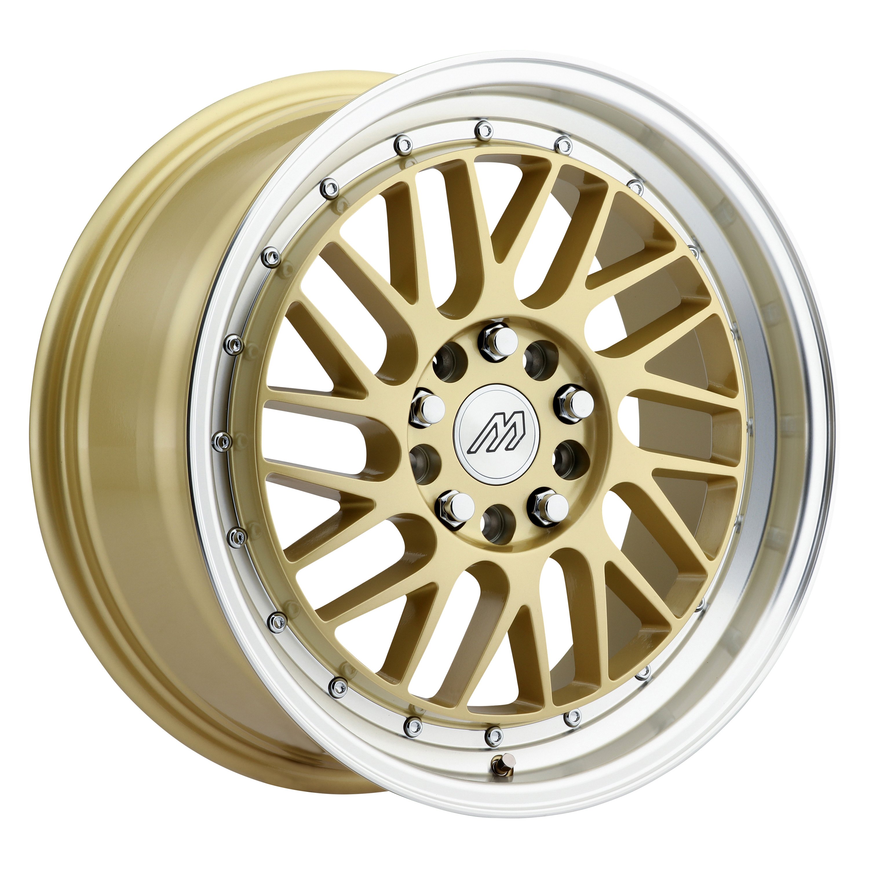 MACH PERFORMANCE® MP42 Wheels - Gloss Gold with Machined Lip and Chrome ...