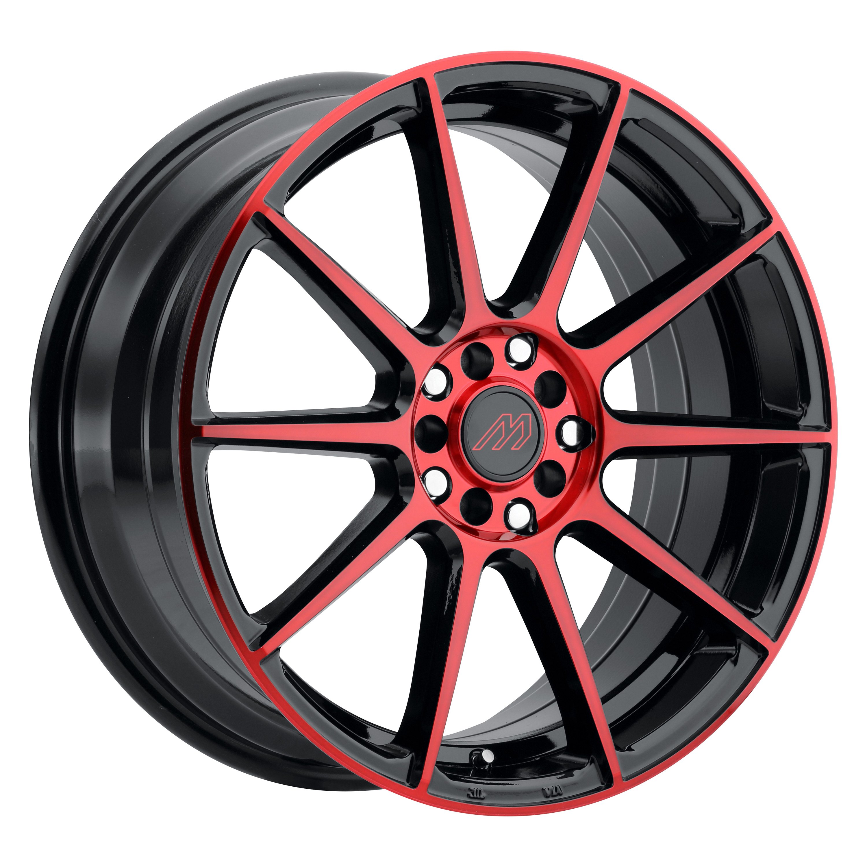 MACH PERFORMANCE® MP43 Wheels - Gloss Black with Red Machined Face Rims ...