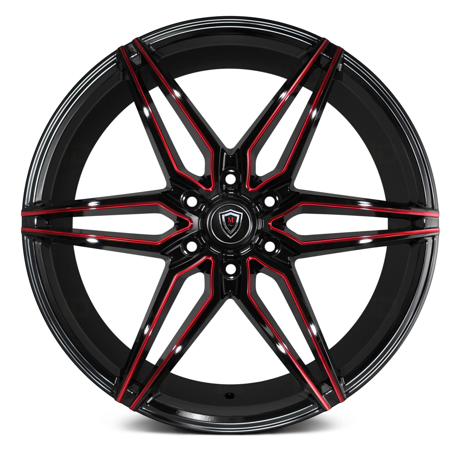 MARQUEE LUXURY® M3259A Wheels - Black with Red Milled Accents Rims