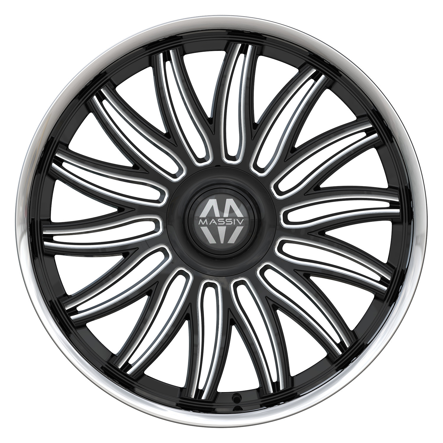 MASSIV® 928 Wheels - Black with Milled SS Lip Rims
