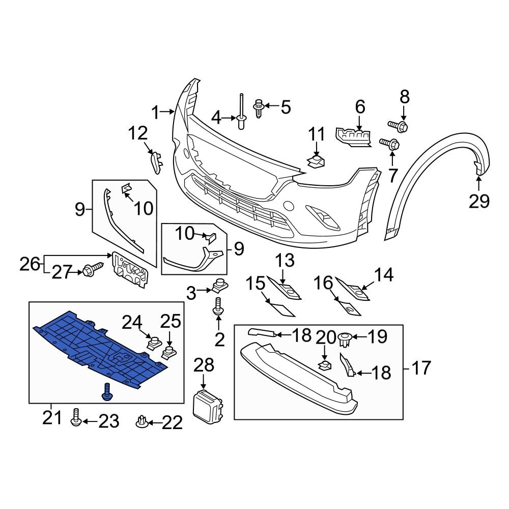 Mazda OE DH4J5611Y - Front Bumper Splash Shield
