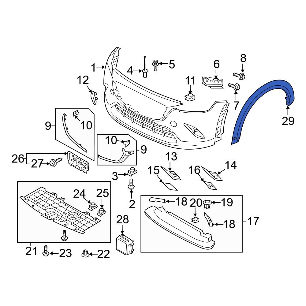 Mazda OE D10E51W30C - Front Left Wheel Arch Molding