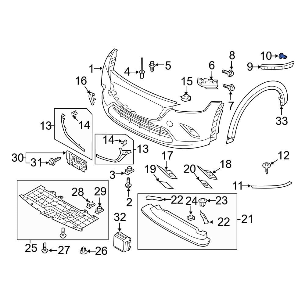 Mazda OE TK2150355 - Radiator Support Air Duct Rivet