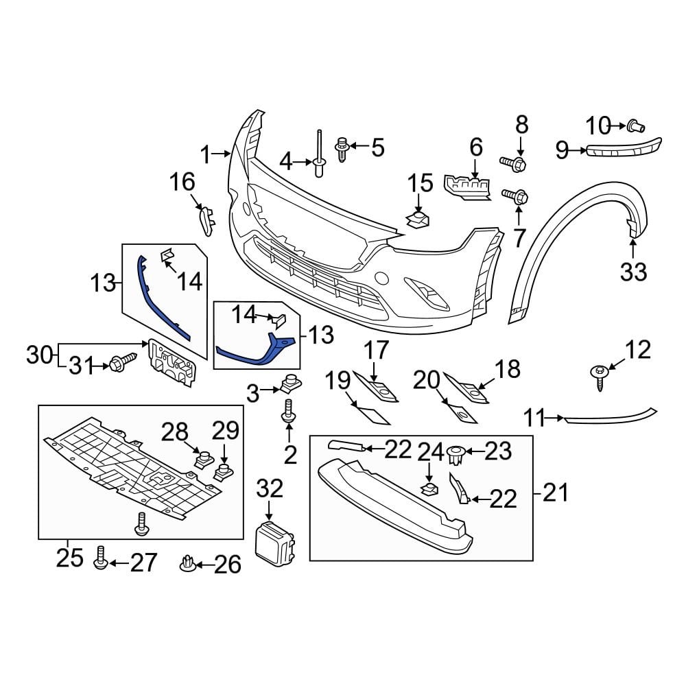 Mazda OE D10J507J0C - Front Right Inner Bumper Trim