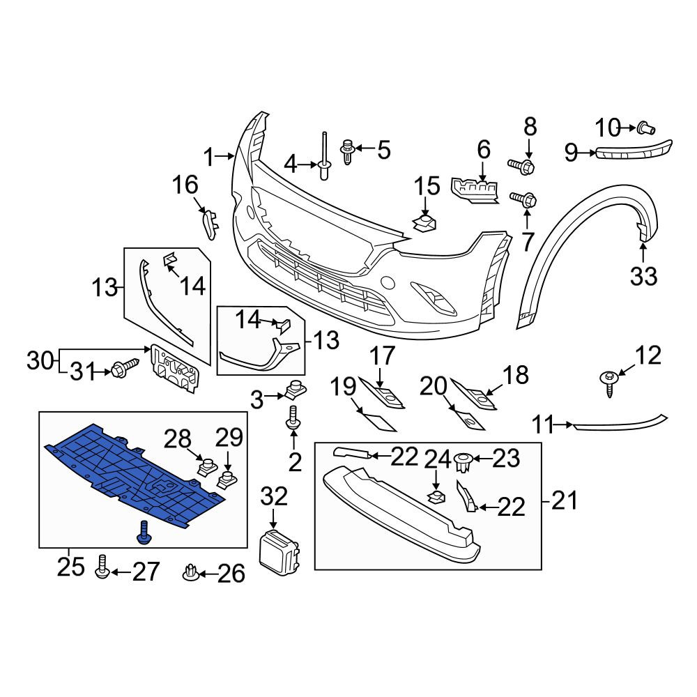 Mazda OE DH4J5611Y - Front Bumper Splash Shield