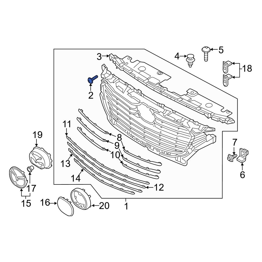 Mazda OE KD45501K5A - Grille Retainer