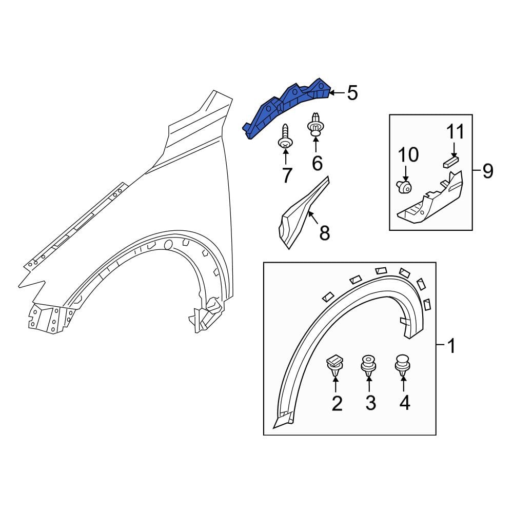 Mazda OE D52G51U30 - Right Wheel Arch Molding Bracket