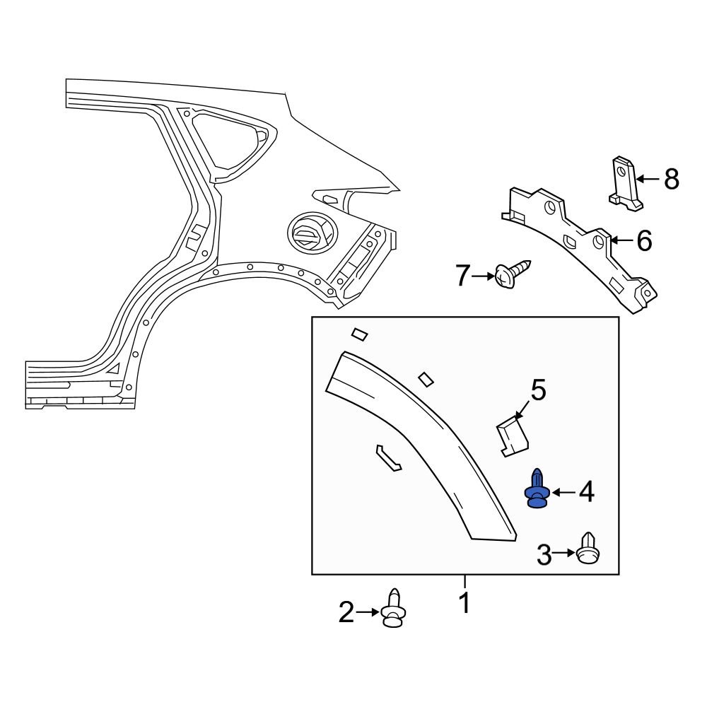 Mazda OE D10J51W24 - Wheel Arch Molding Clip